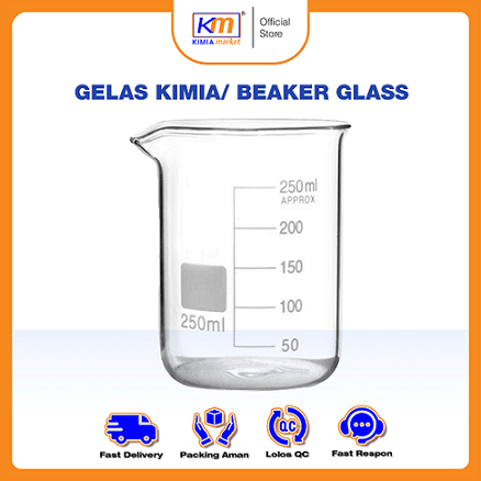Beaker Glass Herma / Gelas Kimia kaca ukuran 250ml - Kimia Market